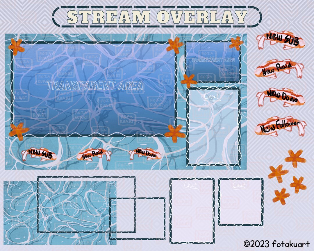 Stream Overlay Package, Cute Stream Overlay, Aesthetic Blue Color ...