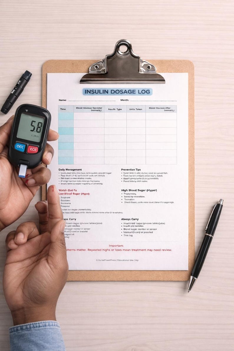 Insulin Dosage Log Printable | Blood Glucose Tracker | Diabetes Insulin ...
