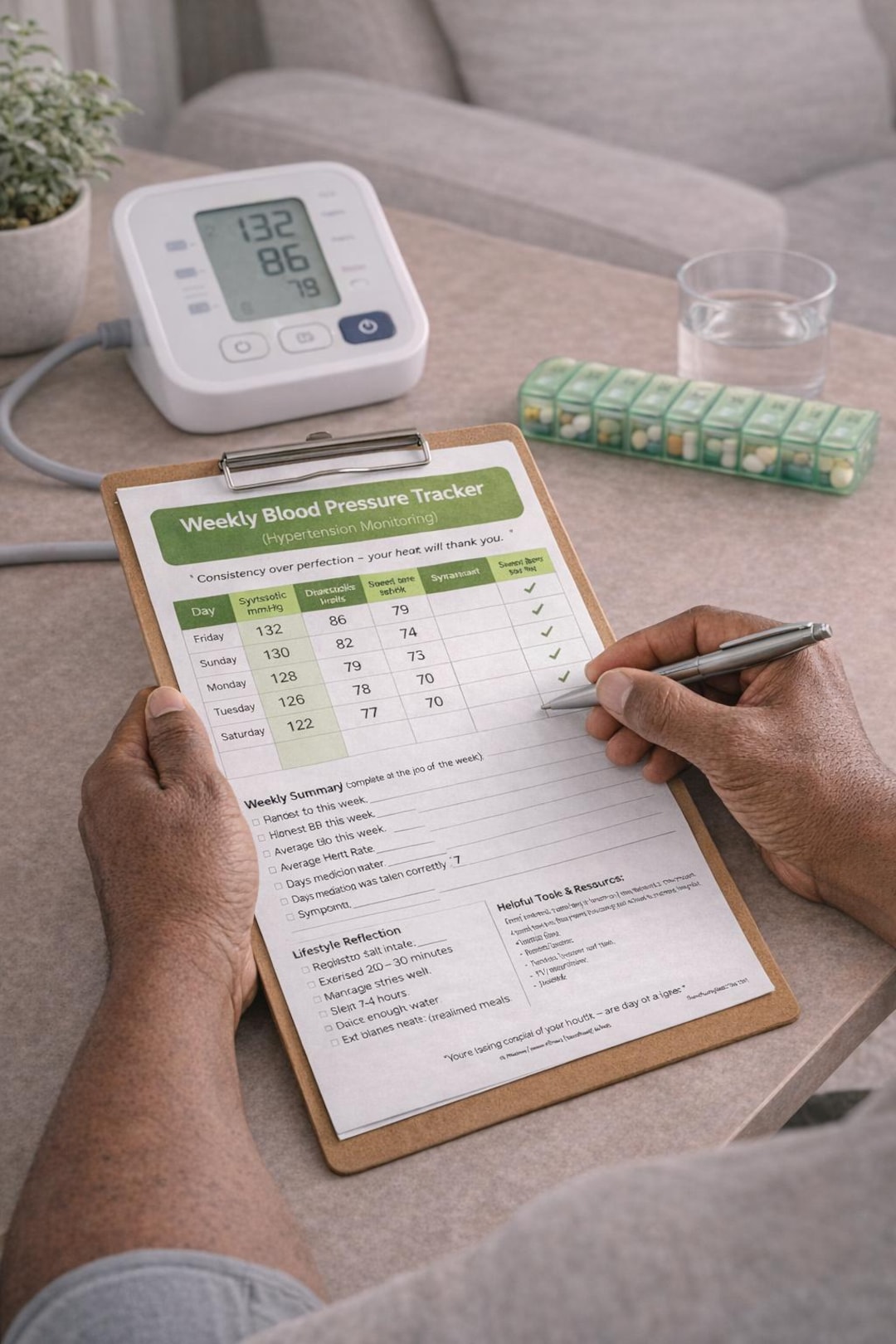 Weekly Blood Pressure Tracker | Hypertension Monitoring Printable ...