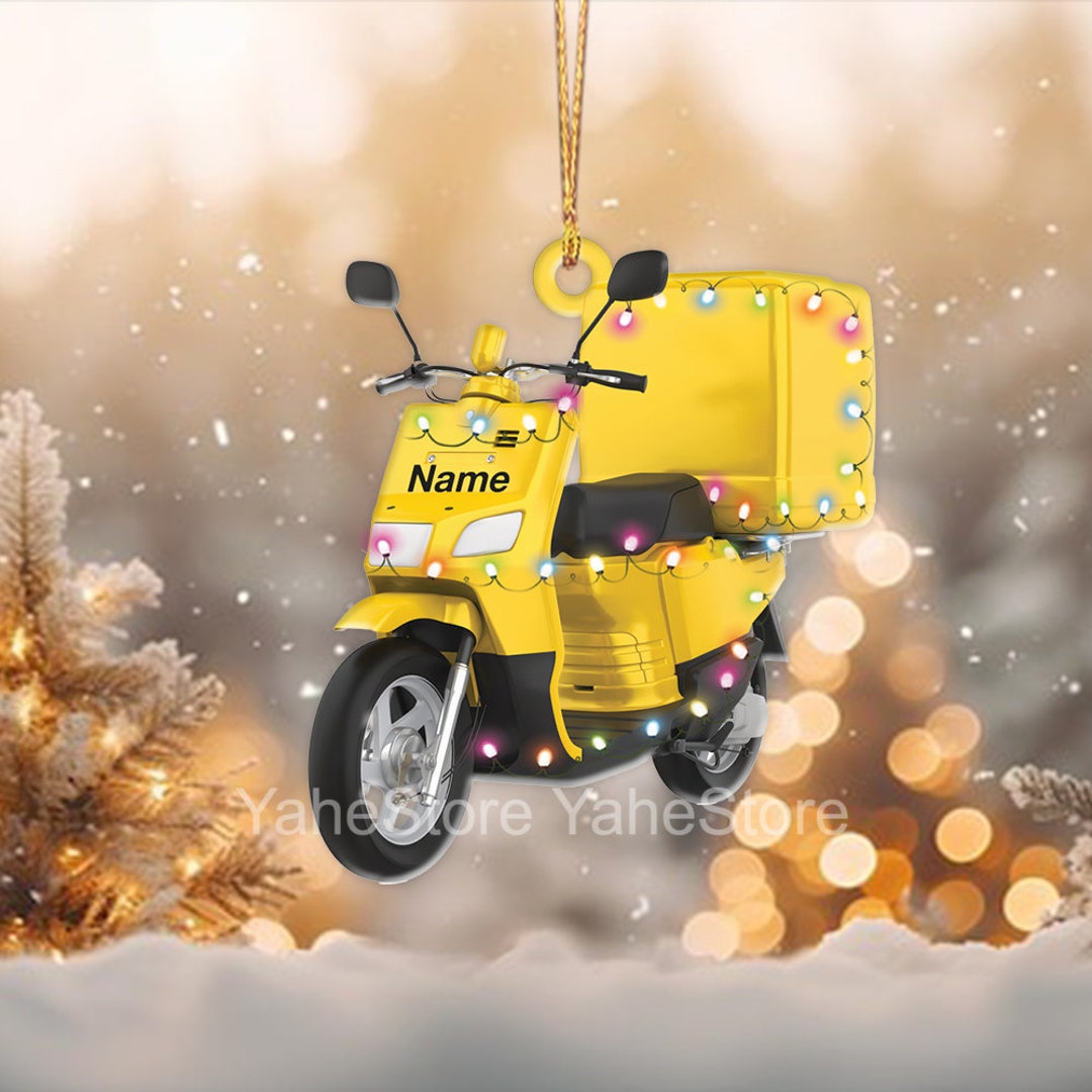 Motorcycle Delivery Christmas Light Ornament Xmas Tree Decor - Etsy