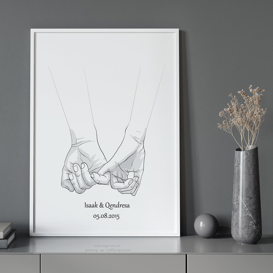 Personalized Hand in Hand Poster Gift Personalized With Name and Date ...