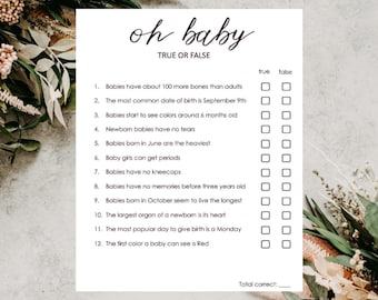 Oh Baby True or False Baby Shower Game - Etsy