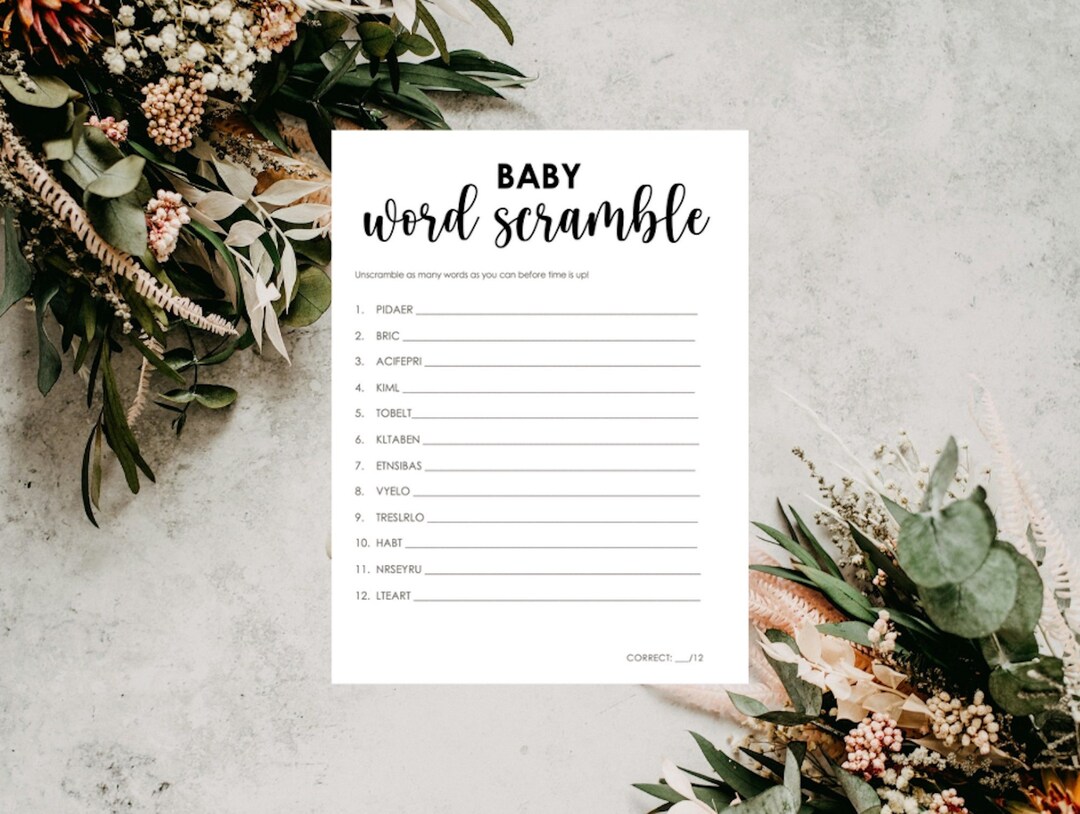 Baby Word Scramble Baby Shower Game - Etsy