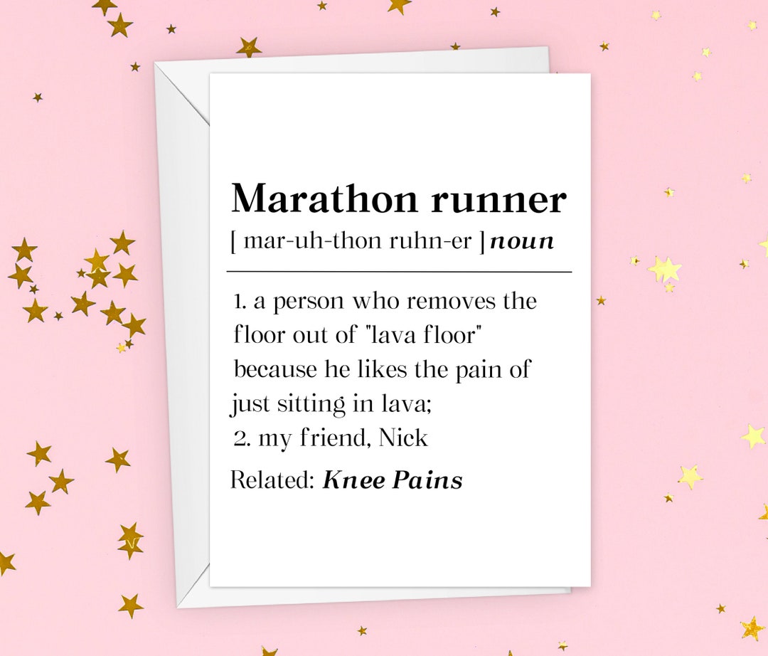Personalized Marathon Runner Definition Card, Half-marathon Card ...