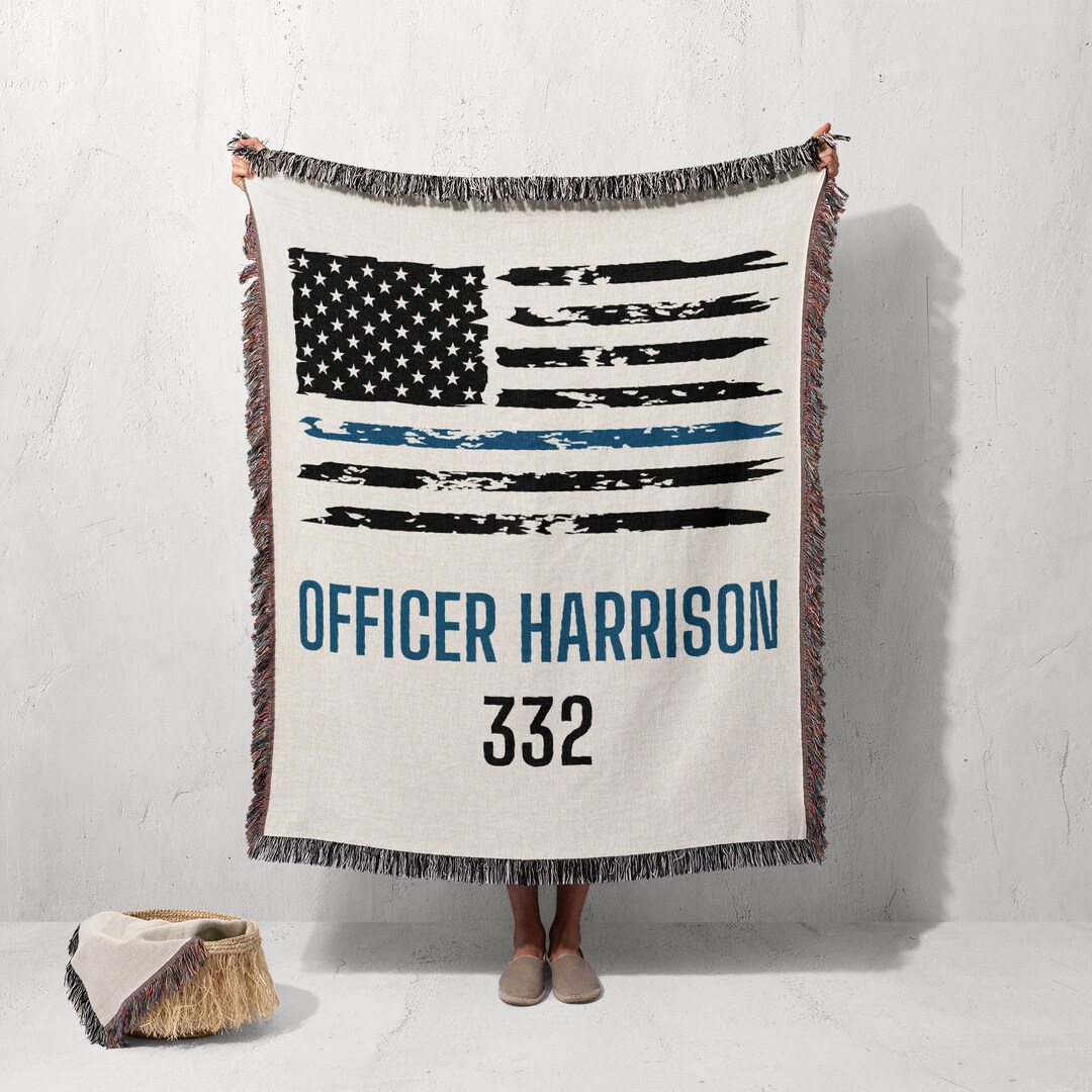 Personalized Police Officer Name Woven Blanket, Custom Badge Number ...