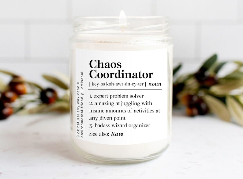 Personalized Chaos Coordinator Definition Candle, Chaos Coordinator ...