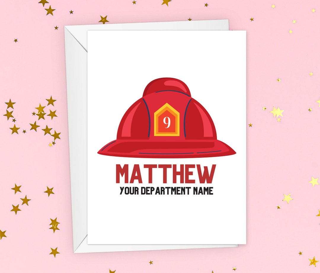 Personalized Firefighter Card, Fire Fighter Card, Custom Name Gift ...
