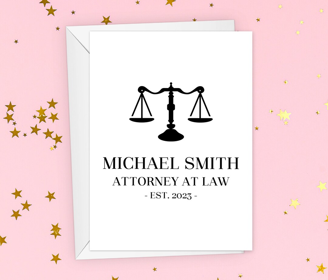 Custom Attorney at Law Card, Law School Graduate Gift, Custom Lawyer ...