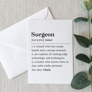 Personalized Surgery Resident Card, Surgery Graduation Gift, Match Day ...