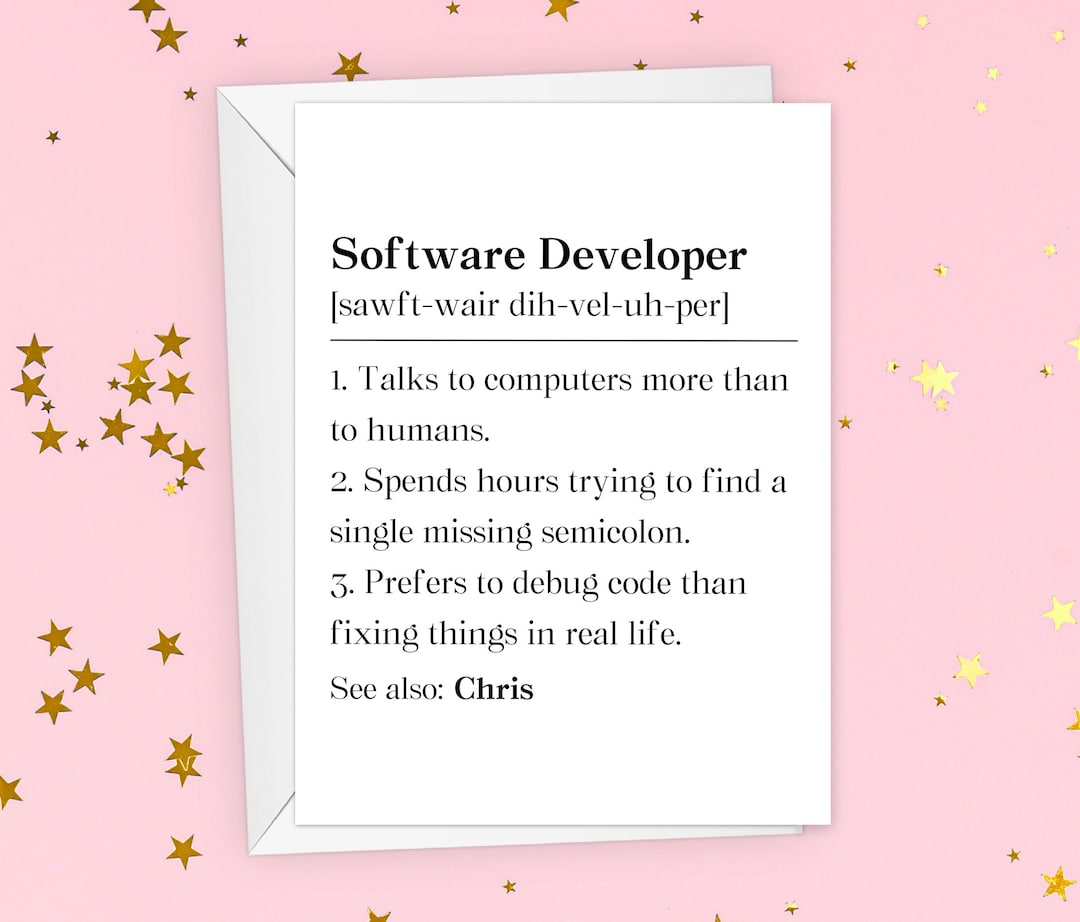 Personalized Software Developer Birthday Card, Custom Sw Developer ...