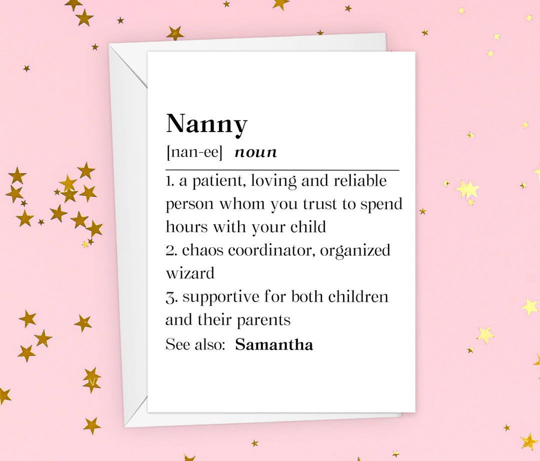 Personalized Nanny Thank You Card, Custom Nanny Birthday Gift, Nanny ...