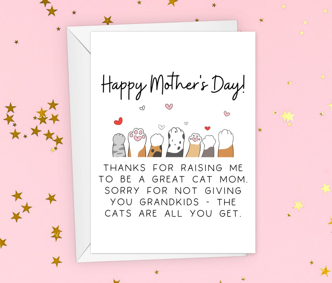 Cat Grandma Card, Funny Mother's Day for Mom Gift, Cat Daughter ...