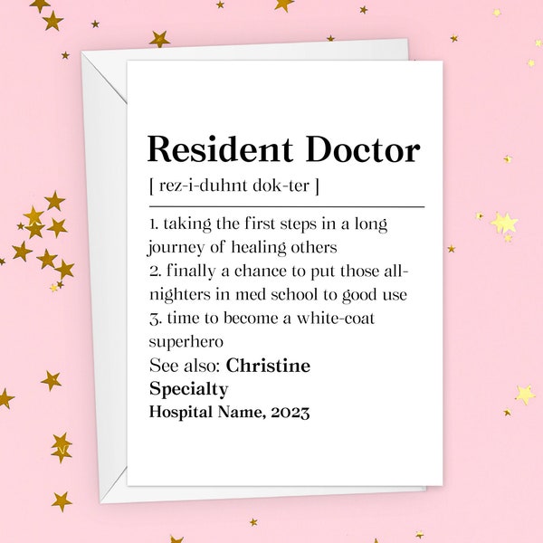 Medical Resident Graduation Card - Etsy