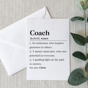 Personalized Coach Thank You Card, Coach Appreciation Gift, Coach ...