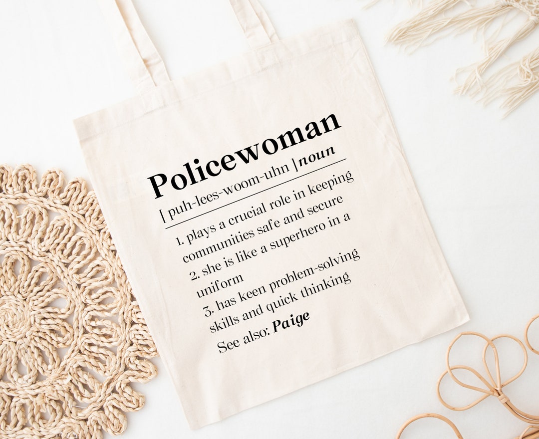 Personalized Policewoman Definition Tote Bag, Female Police ...