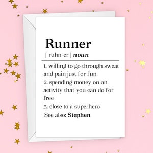Personalized Runner Definition Card, Custom Running Gift, Marathon ...