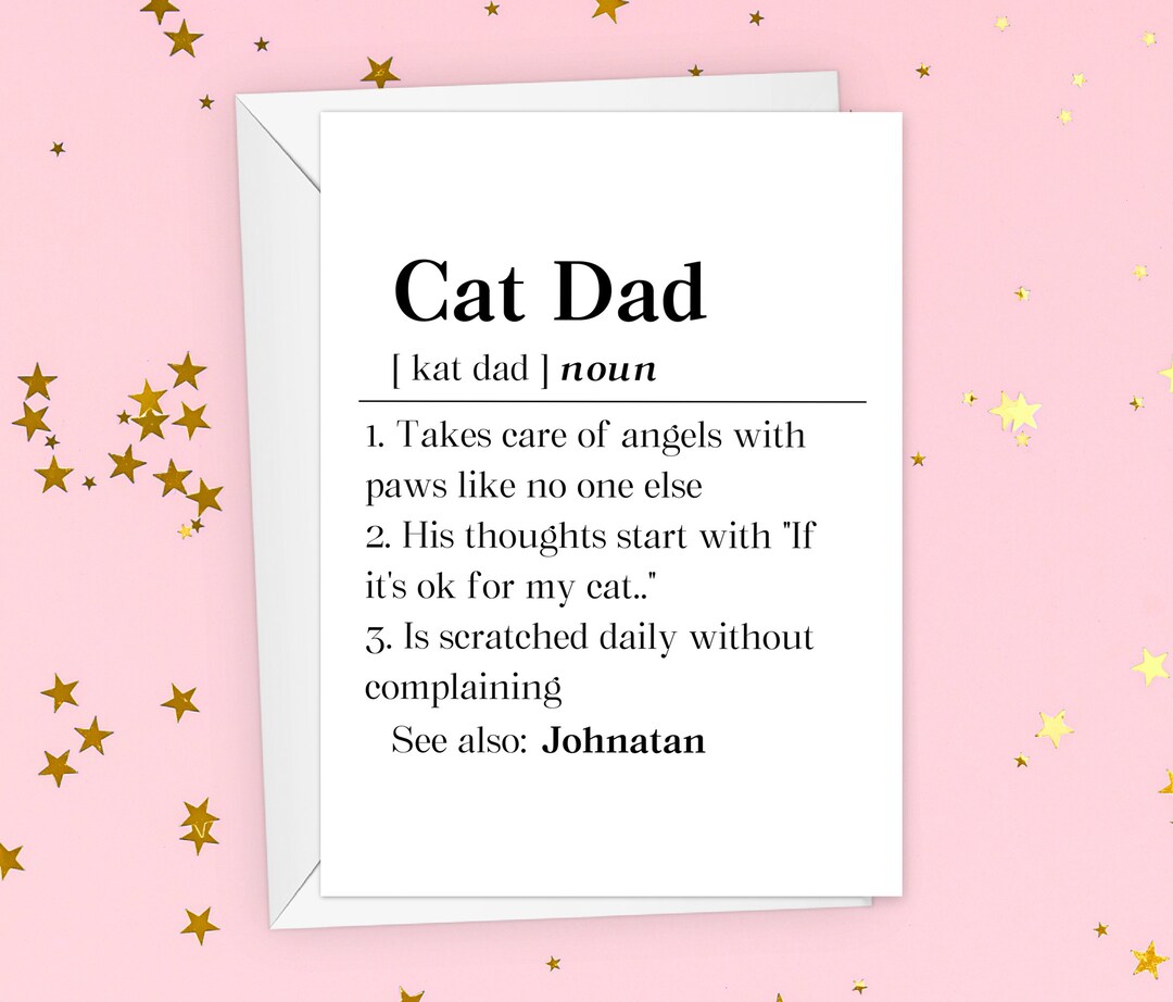 Cat Dad Definition Card, Personalized Cat Father Card, Best Cat Daddy ...