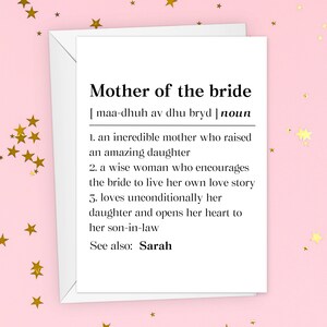 Personalized Mother of the Bride Card, From Bride Gift, From Groom ...