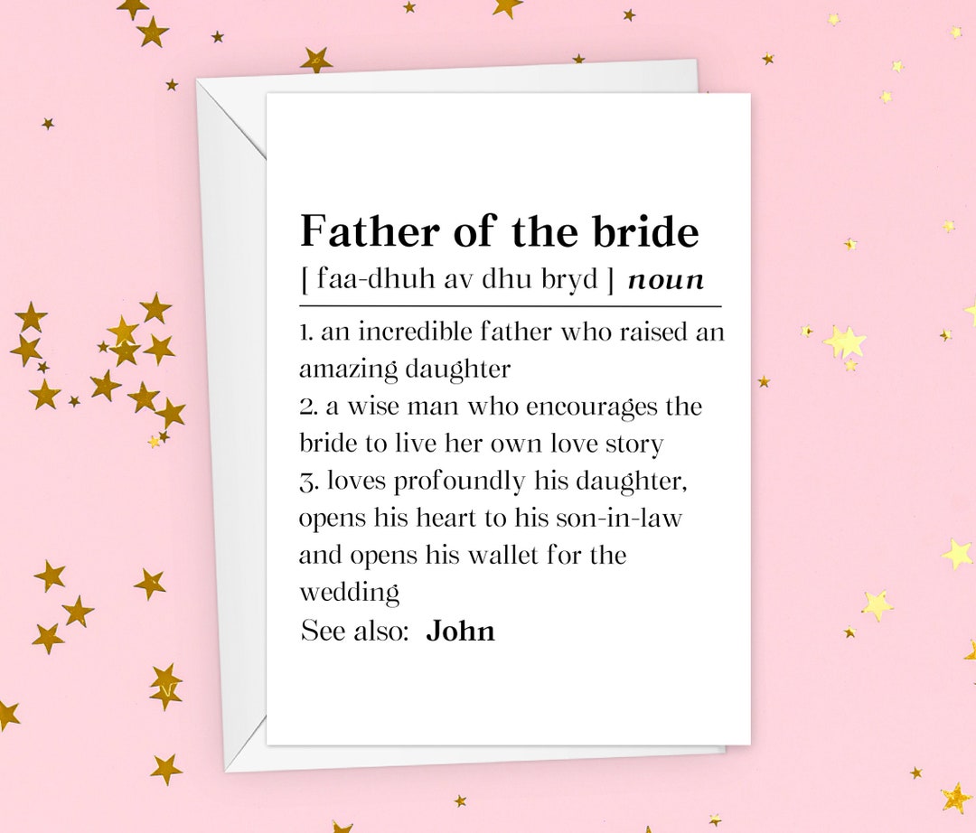 Personalized Father of the Bride Card, From Bride Gift, From Groom ...