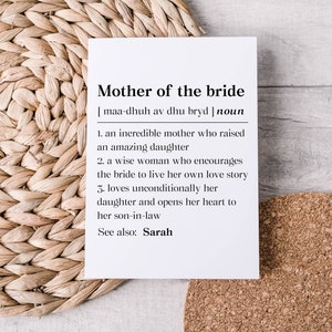 Personalized Mother of the Bride Card, From Bride Gift, From Groom ...