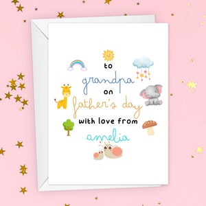 Personalized Cute Fathers Day for Grandpa Card, Custom Father's Day for ...