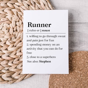 Personalized Runner Definition Card, Custom Running Gift, Marathon ...