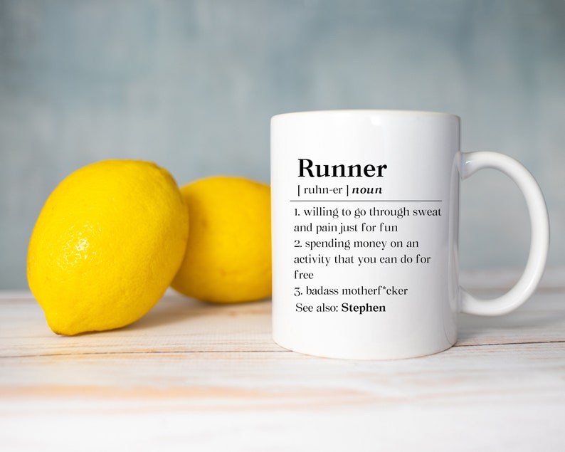 Personalized Runner Definition Mug, Custom Running Gift, Marathon ...