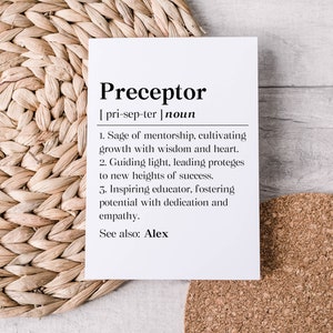 Personalized Preceptor Definition Card, Funny Best Preceptor Gift ...