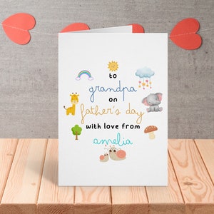 Personalized Cute Fathers Day for Grandpa Card, Custom Father's Day for ...