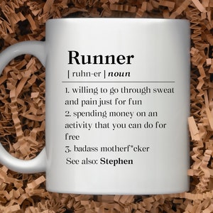 Personalized Runner Definition Mug, Custom Running Gift, Marathon ...