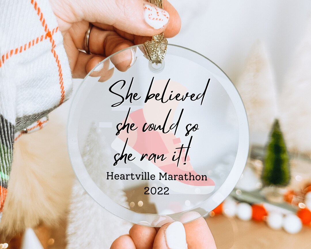 Marathon Runner Glass Ornament, Personalized Women Marathon Gift ...