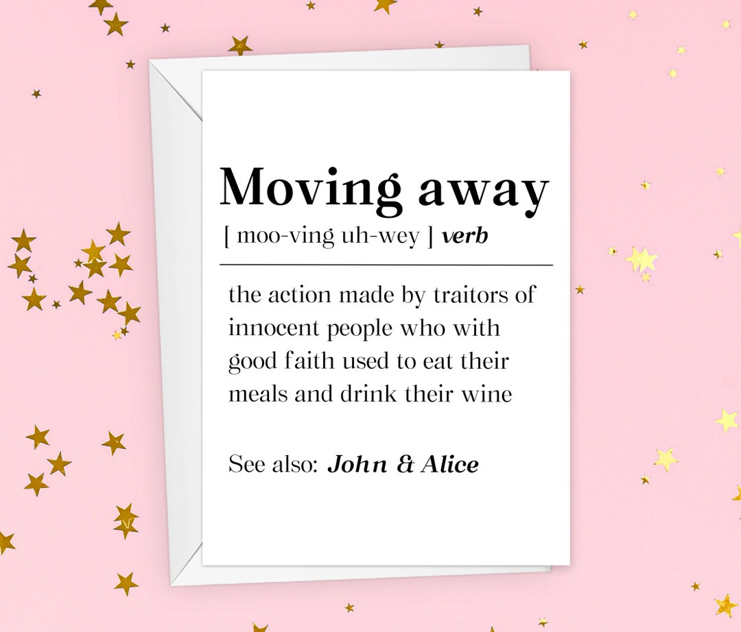 Personalized Moving Away Definition Card, From Friends Card, From ...