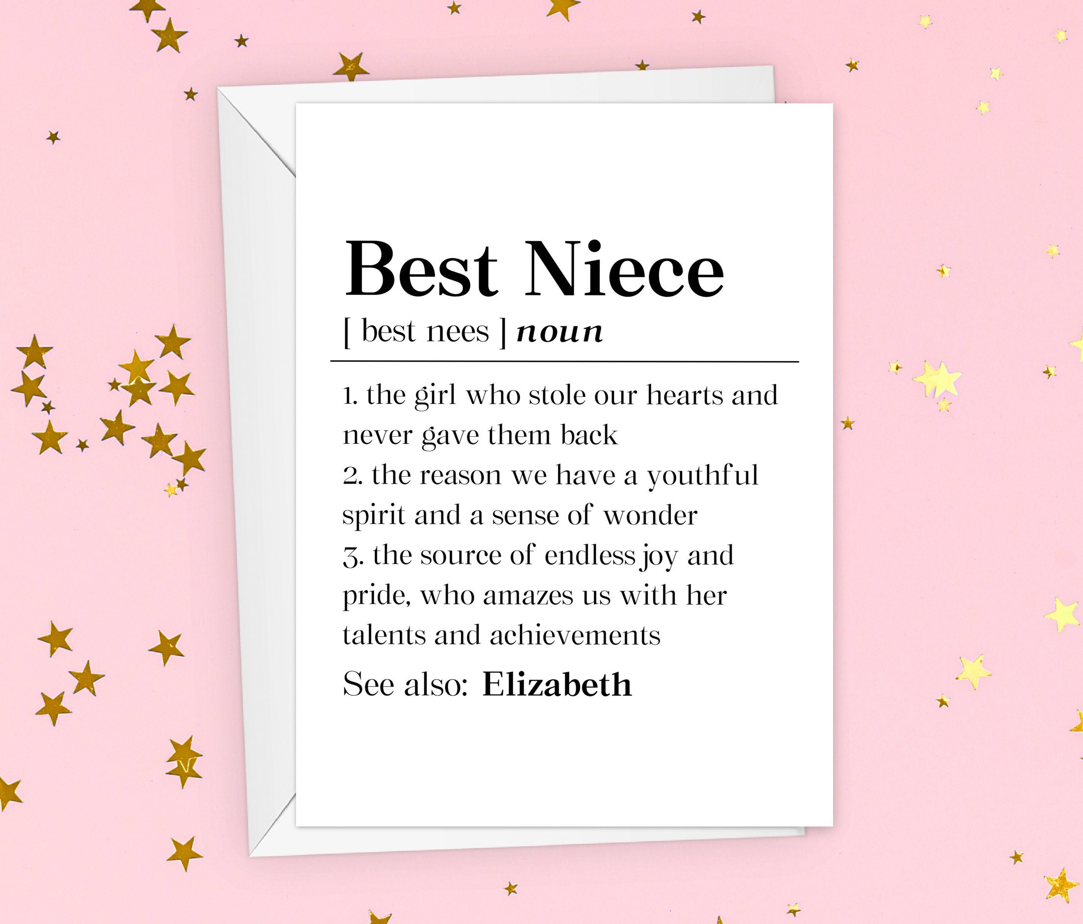 Personalized Best Niece Definition Card, Custom Niece Birthday Gift ...