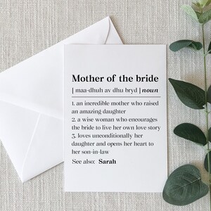 Personalized Mother of the Bride Card, From Bride Gift, From Groom ...