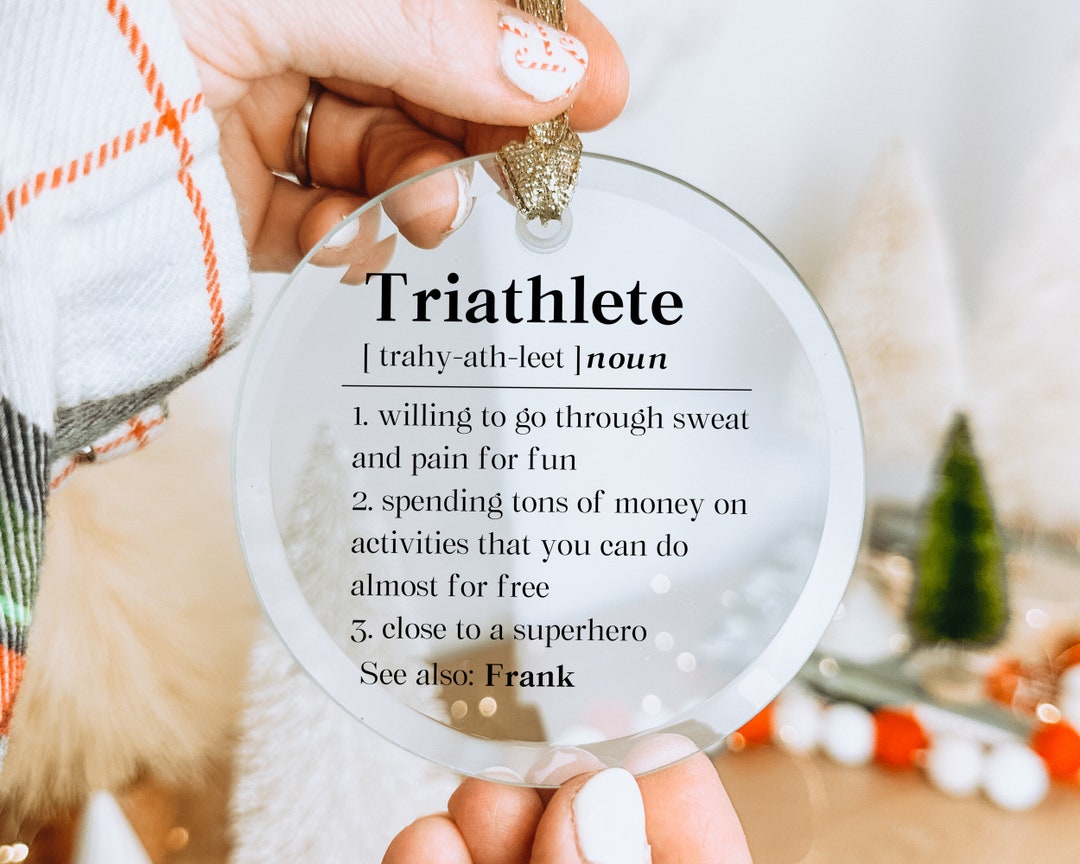 Personalized Triathlon Definition Glass Ornament, Custom Triathlete ...