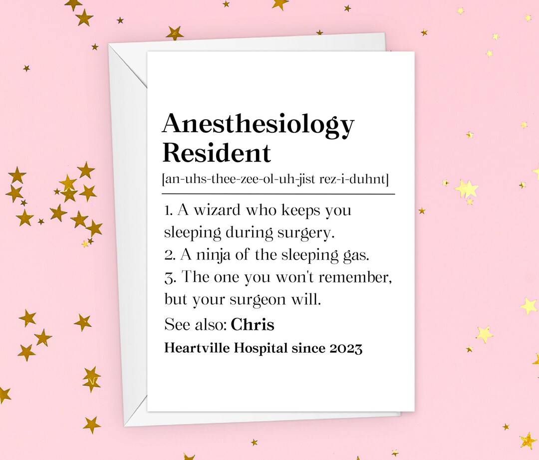 Personalized Anesthesiology Resident Card, Custom Anesthesiologist ...