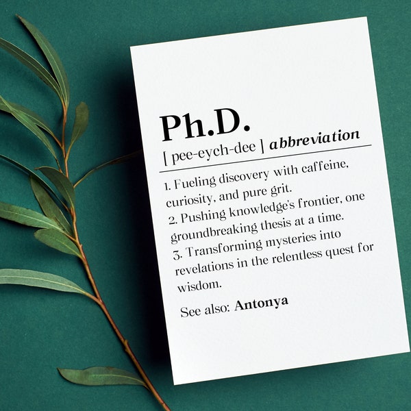 Phd Candidate Card Etsy