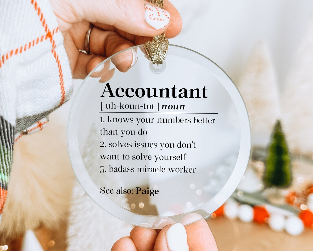 Personalized Accountant Definition Glass Ornament, Thank You to ...