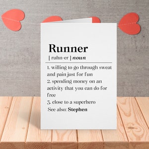 Personalized Runner Definition Card, Custom Running Gift, Marathon ...