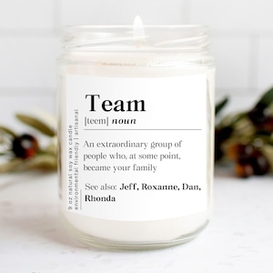 Team Definition Candle Personalized Employees Gift Small - Etsy