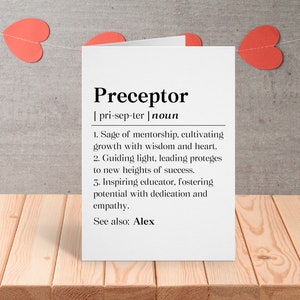 Personalized Preceptor Definition Card, Funny Best Preceptor Gift ...