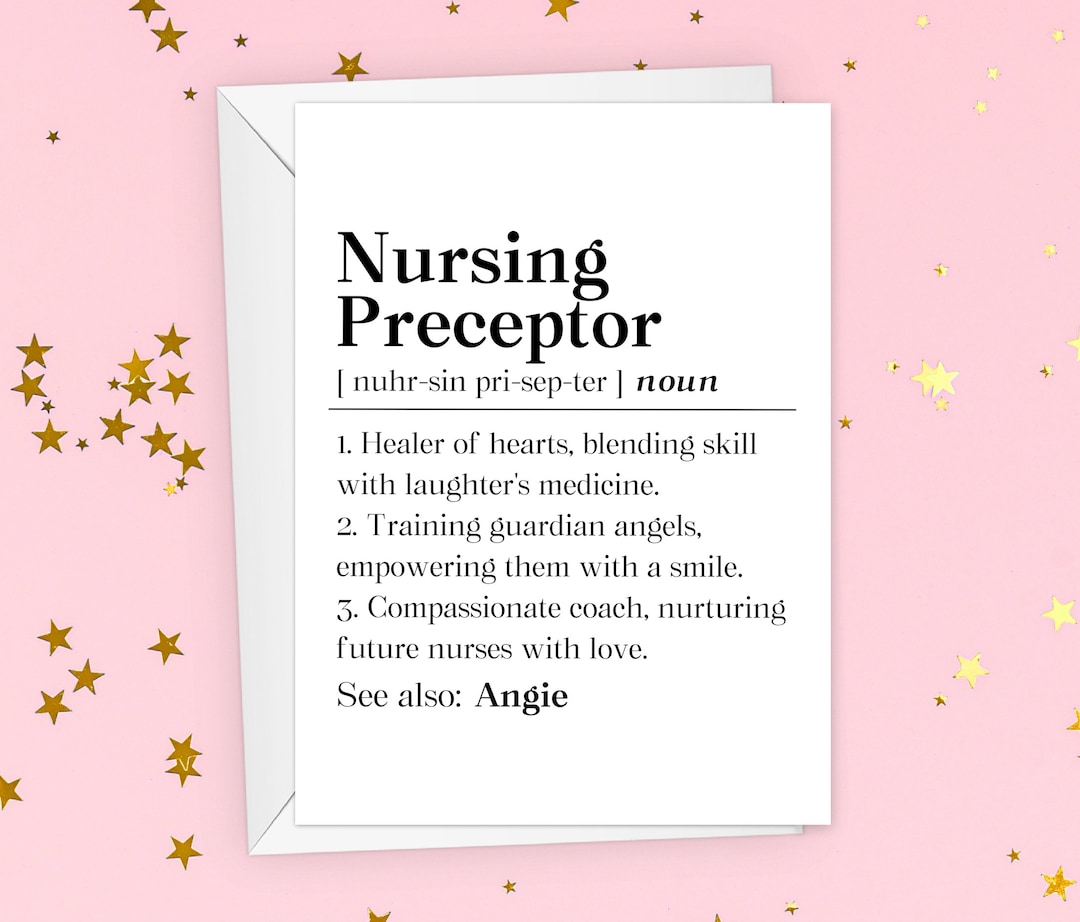 Funny Nursing Preceptor Definition Card, Custom Nursing Preceptor Birthday Gift, Thank You ...