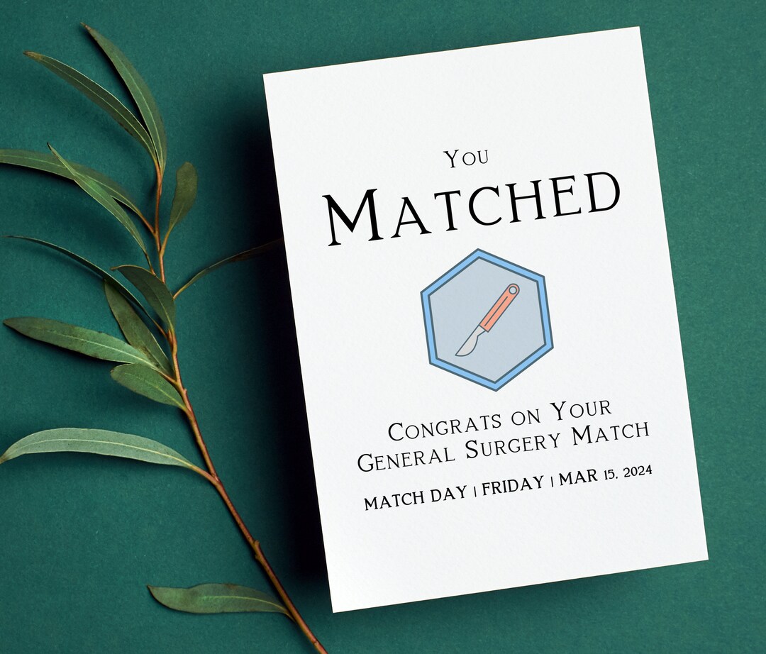 Personalized Surgery Resident Card, Surgery Graduation Gift, Match Day ...