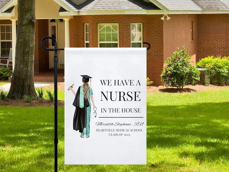 Personalized Nurse Graduate Garden Flag, Nursing School Graduation Yard ...