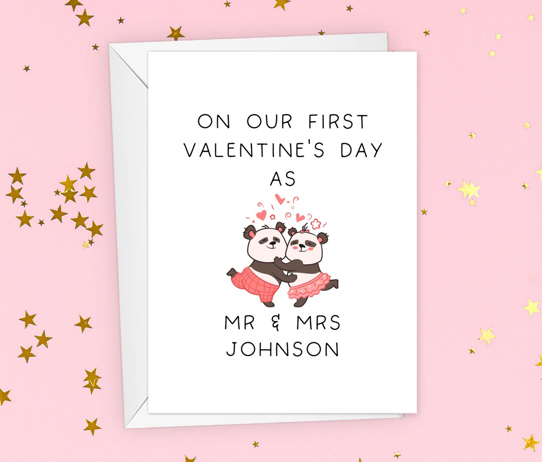 First Valentine's Day as Mr and Mrs Card, Personalized Newlywed Gift ...