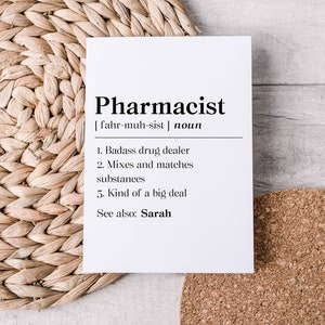 Pharmacist Definition Card, Funny Pharmacist Birthday Card, Pharmacist ...