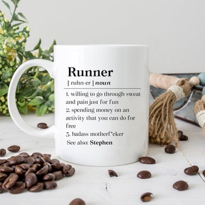 Personalized Runner Definition Mug, Custom Running Gift, Marathon ...