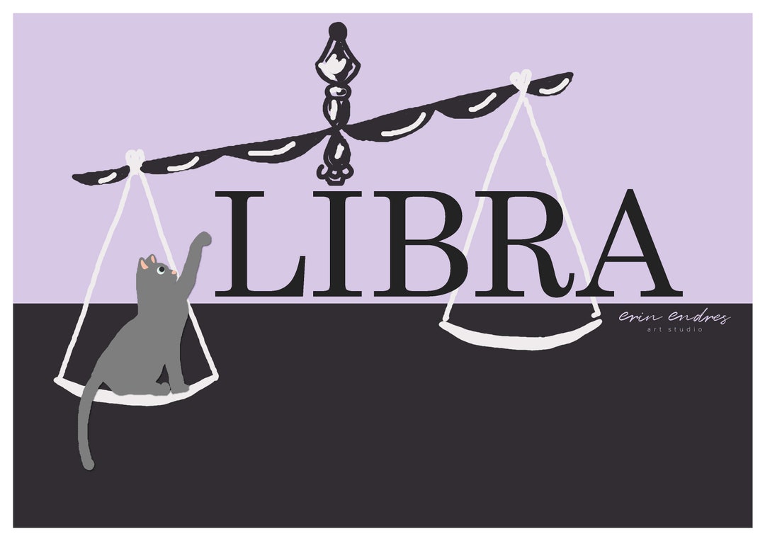 Libra Cat Zodiac Artwork - Etsy