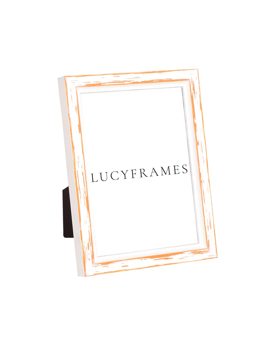 Tabitha Orange and White Frame. Rustic Picture Frame. Orange Picture ...