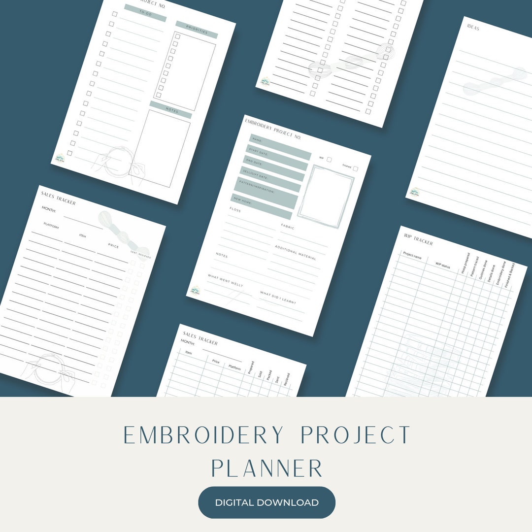 Digital Embroidery Project Planner, Craft Planner, Printable Planner to ...